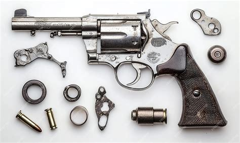 An Exploded View Of A Revolver Showcasing Gun Premium Ai Generated Image