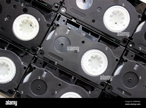 Closeup View Of VHS-Compact Video Cassettes Stacked Side By Side Stock ...