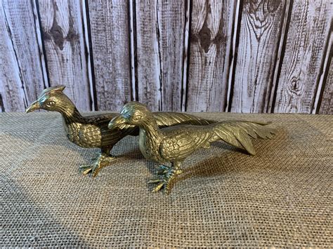 Brass Pair Of Peacocks Vintage Brass Peacocks Mid Century Etsy