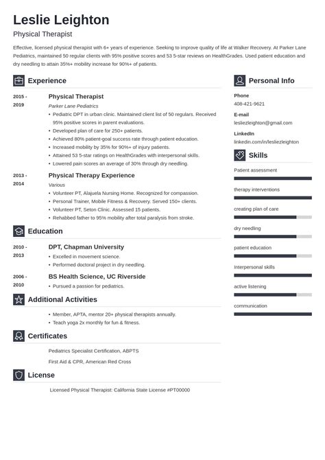 Physical Therapy CVExamples And Writing Tips