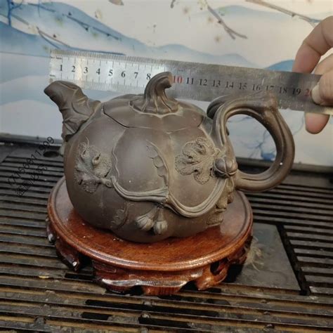 老紫砂壺花器全品無瑕疵輕微使用過大壺600毫升以只有蓋子里邊有款泥料頂級做工頂級名家風范全手工16568二手花貨 光