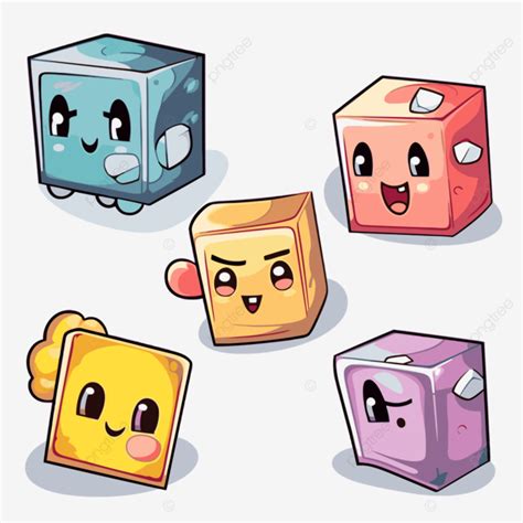 Cartoon Cubes Set Of Smiley Faces With Cute Cartoon Smiley Design