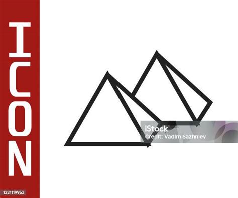 Ligne Noire Égypte Pyramides Icône Isolée Sur Fond Blanc Symbole De