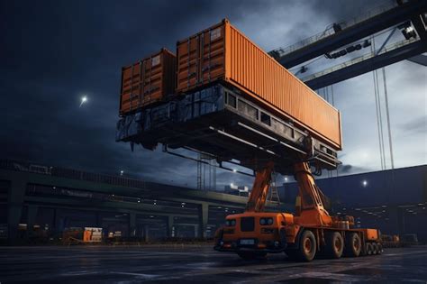Premium Photo Crane Lifting Container Onto Truck