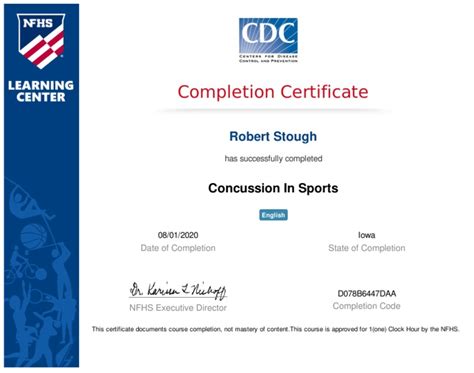 20 21 Nfhs Cdc Concussion Certification Pdf