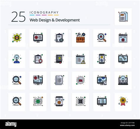 Web Design And Development 25 Line Filled Icon Pack Including Scan Settings Eye Toolbox Kit