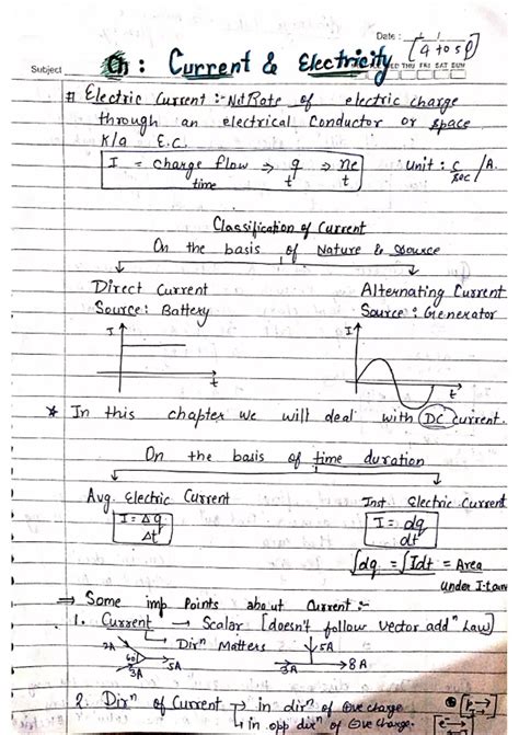 Current Electricity Best Handwritten Notes Allen Neet Course Handwritten Notes Class 12th