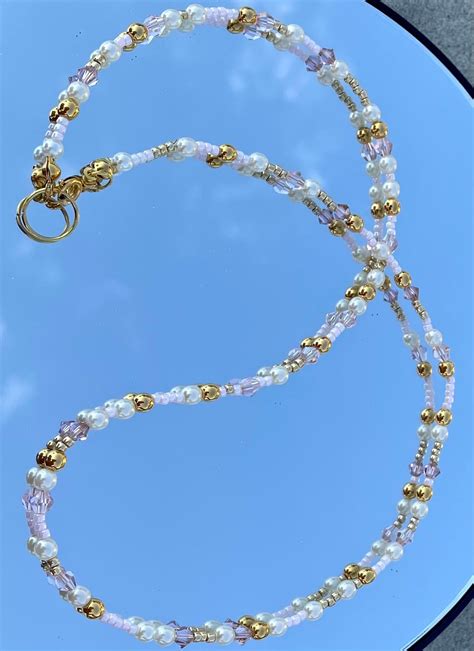 Pink Sunset Beaded Summer Pearl Necklace Beaded Jewelry Etsy