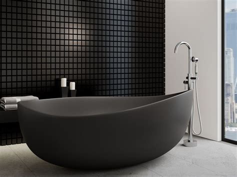 71 X 43 Black Freestanding Bathtub With Overflow Drain Modern