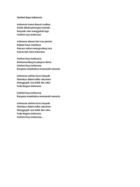 Lirik Simfoni Raya Indonesia Pdf Seni And Disiplin Bahasa Seni