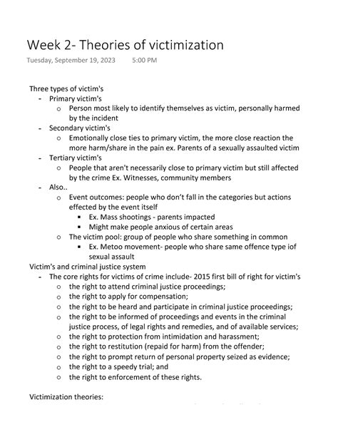Week 2 Theories Of Victimization Three Types Of Victims Primary