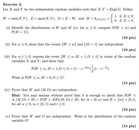 Solved Exercise 2 Let X And Y Be Two Independent Random Chegg Com