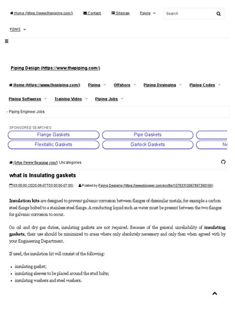 What Is Insulating Gaskets Piping Design Pdf Pipe Fluid Conveyance Screw