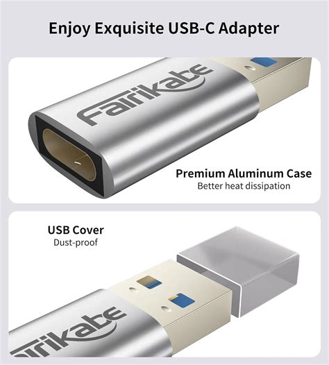 Fairikabe 5gbps Usb 30 To Usb C Adapter Silver Usb C Female To Usb