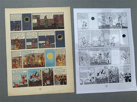 Tintin Le Temple Du Soleil Scène De L Éclipse Cello Film Du Trait Noir Page 59 1 Tirage