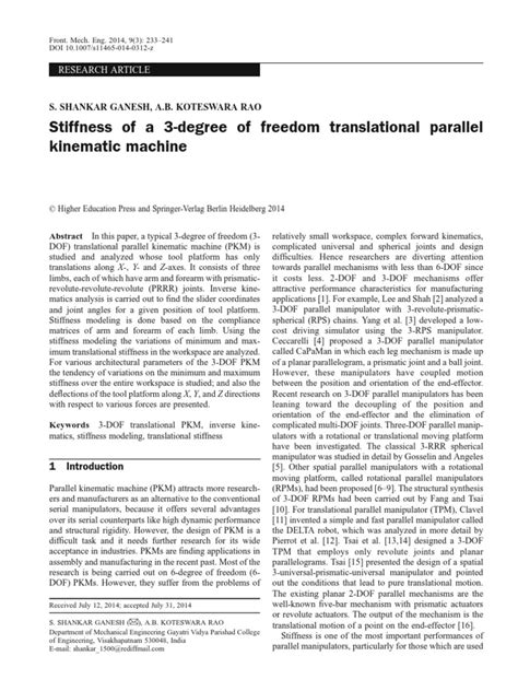 Stiffness Of A 3 Degree Of Freedom Translational Parallel Kinematic