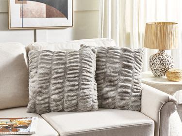 Conjunto De 2 Almofadas Decorativas Em Pele Cinzenta 45 X 45 Cm Nellad Belianipt