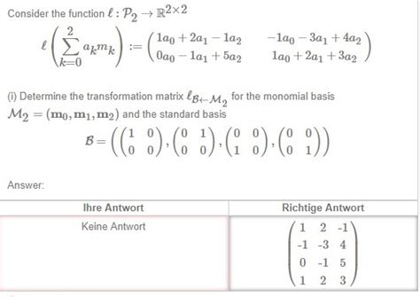 Linear Algebra Transformation Matrix Problem 2 Mathematics Stack