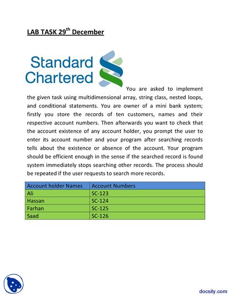 Banking Questions Introduction To Computer Programming Lab Assignment Docsity