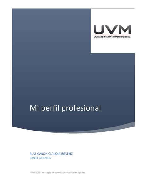 A DGR Actividad Mi Perfil Profesional BLAS GARCIA CLAUDIA BEATRIZ DANIEL GONZALEZ