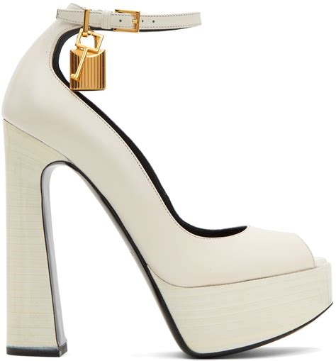 Tom Ford White Peep Toe Platform Pumps Ssense