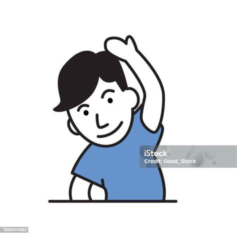 스트레칭 및 운동 재미 있는 남자 활동적인 생활양식입니다 만화 디자인 아이콘입니다 평면 벡터 일러스트입니다 흰색 배경에 고립 가냘픈에 대한 스톡 벡터 아트 및 기타 이미지