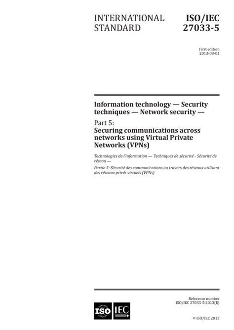 ISO IEC 27033 5 2013 Information Technology Security Techniques Network Security Part 5