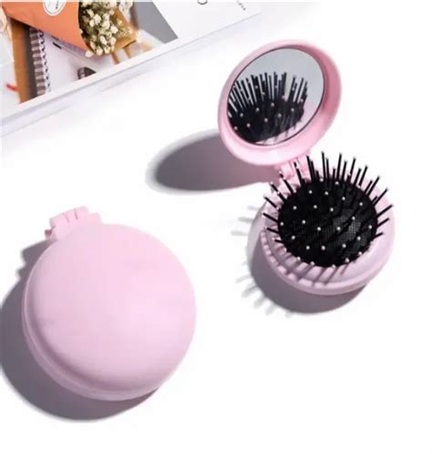 Tallin Folding Mirror Comb Mini Portable Round Massage Folding Comb
