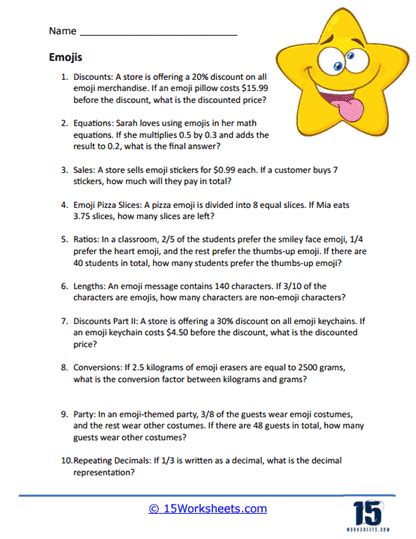 Solving Decimal Word Problems Interactive Worksheet