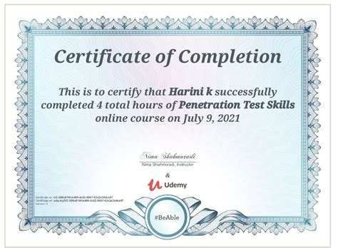 Harini Kesavan On Linkedin Udemy Udemycourses Penetrationtest Thankyou