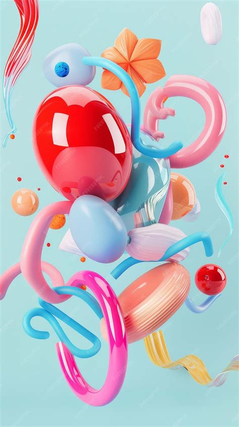 premium photo dynamic 3d renderings of whimsical floating shapes 3d