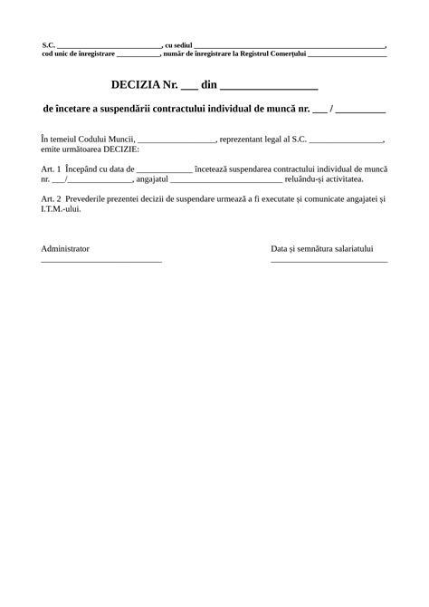 Model Decizie De Reluare A Activității După Concediul De Maternitate
