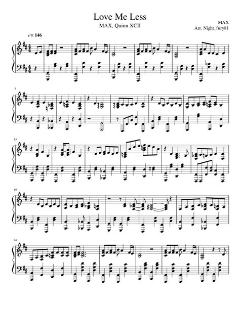 Love Me Less Max Feat Quinn Xcii Sheet Music For Piano Solo