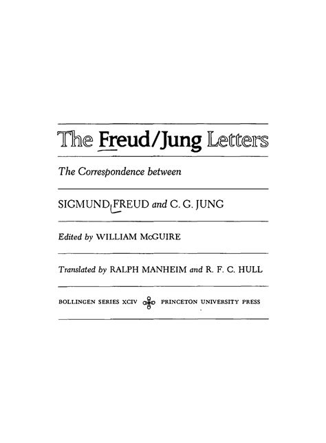 Sigmund Freud Correspondence With Carl Jung Thee Freudjung Lcettcejr
