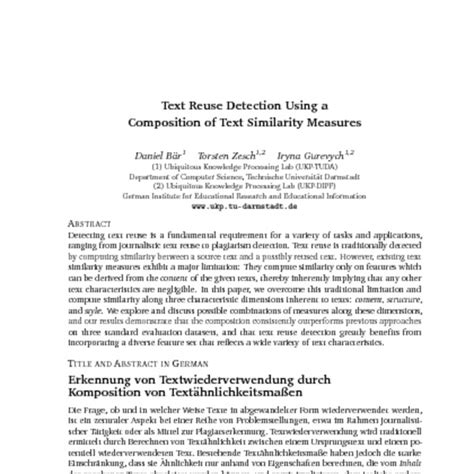Text Reuse Detection Using A Composition Of Text Similarity Measures Acl Anthology