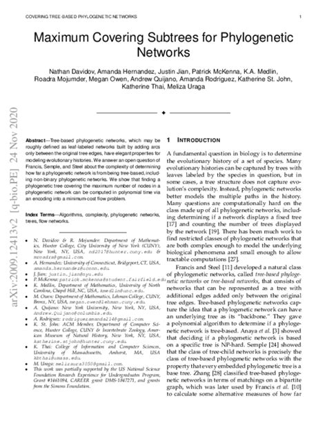 Pdf Maximum Covering Subtrees For Phylogenetic Networks