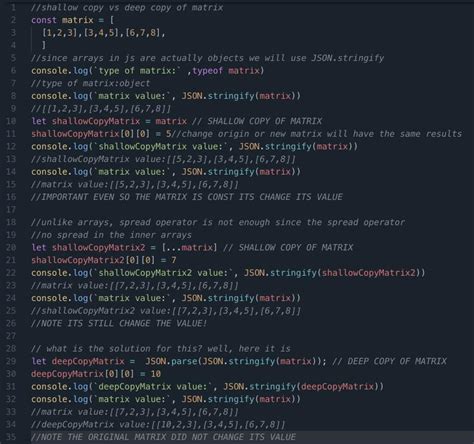 Shallow Copy Vs Deep Copy Of Matrix In Js Unlike Arrays The Spread Operator Isnt Enough To
