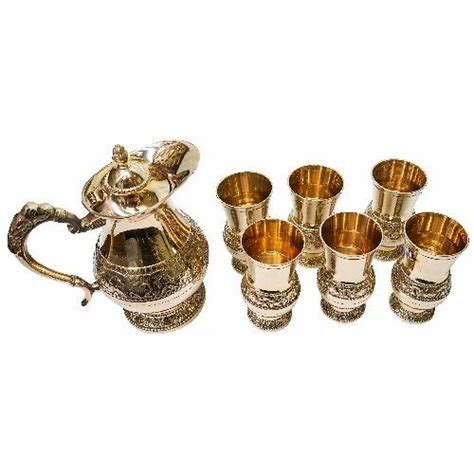 Copper 650 Ml Brass Embossed Lemon Set 7 Pcs At Rs 5400set In