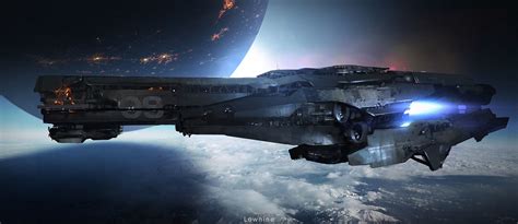 Galactic Odyssey Sci Fi Spaceship Soars Past Alien Planet Hd