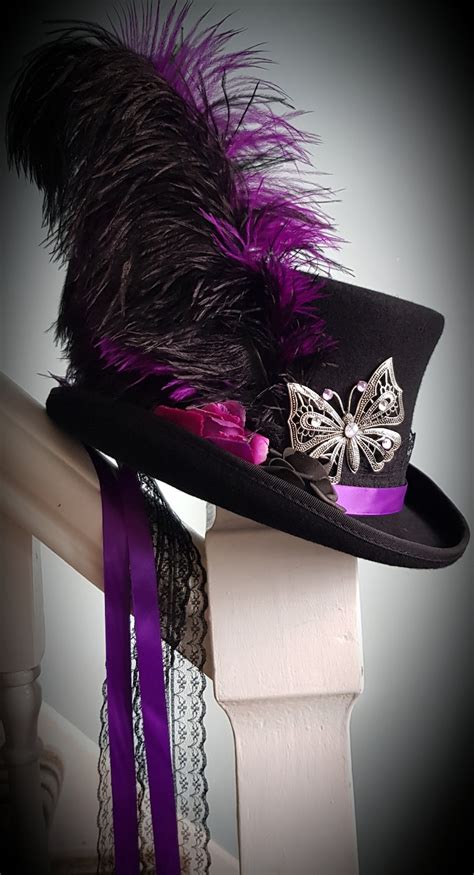 Stevie Nicks Inspired Top Hat Black Purple 100 Wool Gypsy Etsy