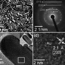 TEM Analysis Of Au NRs A TEM B SAED And C And D HRTEM Of