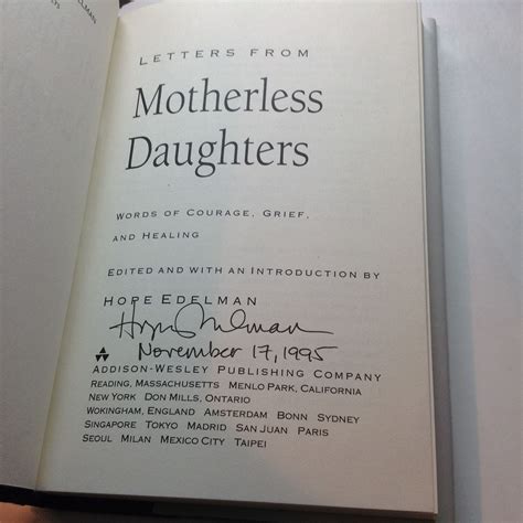 Letters From Motherless Daughters Signed And Inscribed Words Of Courage