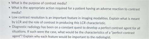 Solved What Is The Purpose Of Contrast Media What Is
