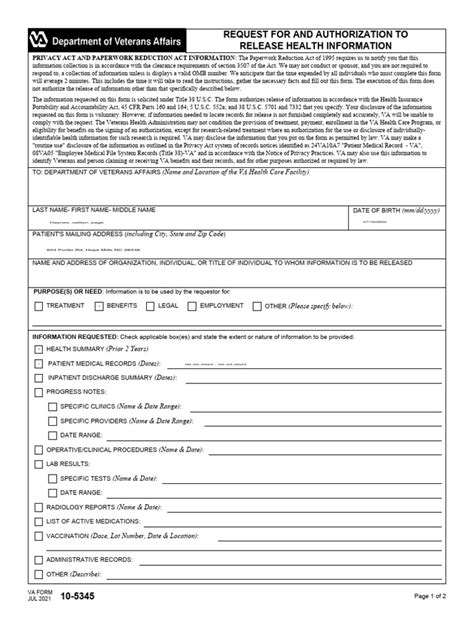 Va Form 10 5345 Pdf