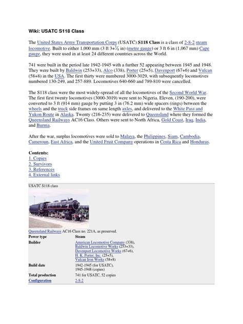 Us Army S118 Class Pdf Locomotives Rolling Stock