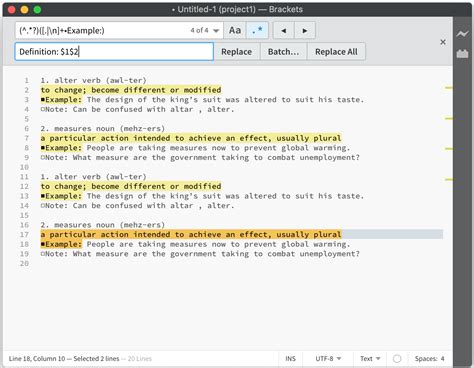 using regex in libreoffice writer to appending a string to the next