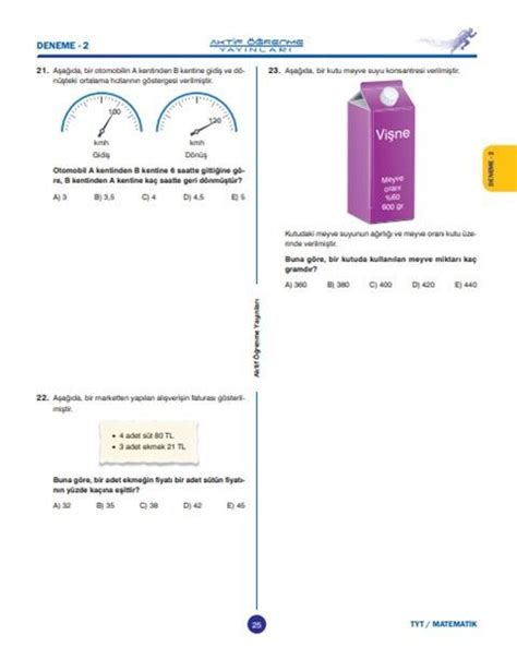 Aktif Öğrenme TYT Matematik Aktif Serisi 10 lu Deneme Kitapİşler