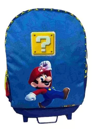 Mochila Mediana Chenson Ruedas Ni O Escolar Llantas Kinder Mario Bros Powp Mb Carro De