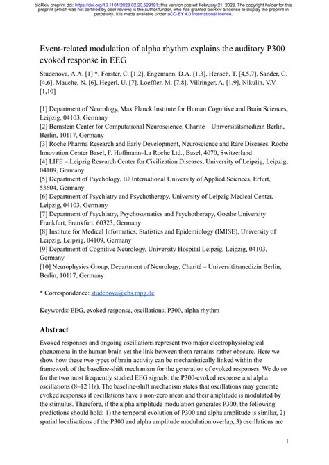Pdf Event Related Modulation Of Alpha Rhythm Explains The Auditory