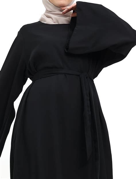 Black Wide Sleeve Plain Abaya